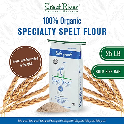 Great River Organic Milling Organic Specialty Spelt Flour, Spelt (Stone Ground), 25 Pound (Pack of 1), 400 Ounce