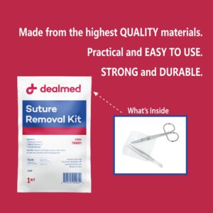 Dealmed Sterile Suture Removal Kit, Includes Suture Removal Scissors, Forceps, and Gauze Sponge, Suture Removal Tool Single-Use Kit, Ideal for Hospitals and Clinics