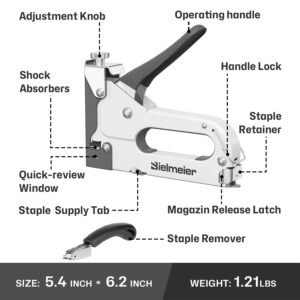 Bielmeier 4 in 1 Staple Gun, Upholstery Staple Gun Heavy Duty with 4000Pcs Staples, Manual Brad Nailer Power Adjustment Stapler Gun for Wood, Carpentry, Decoration, DIY, Fixing Material, Furniture