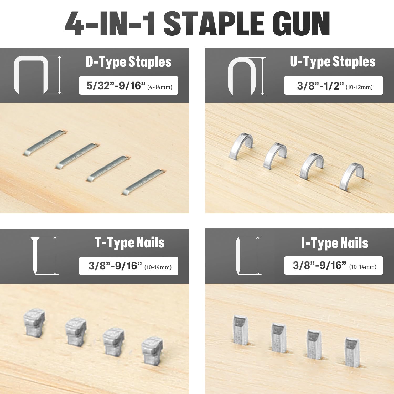 Bielmeier 4 in 1 Staple Gun, Upholstery Staple Gun Heavy Duty with 4000Pcs Staples, Manual Brad Nailer Power Adjustment Stapler Gun for Wood, Carpentry, Decoration, DIY, Fixing Material, Furniture