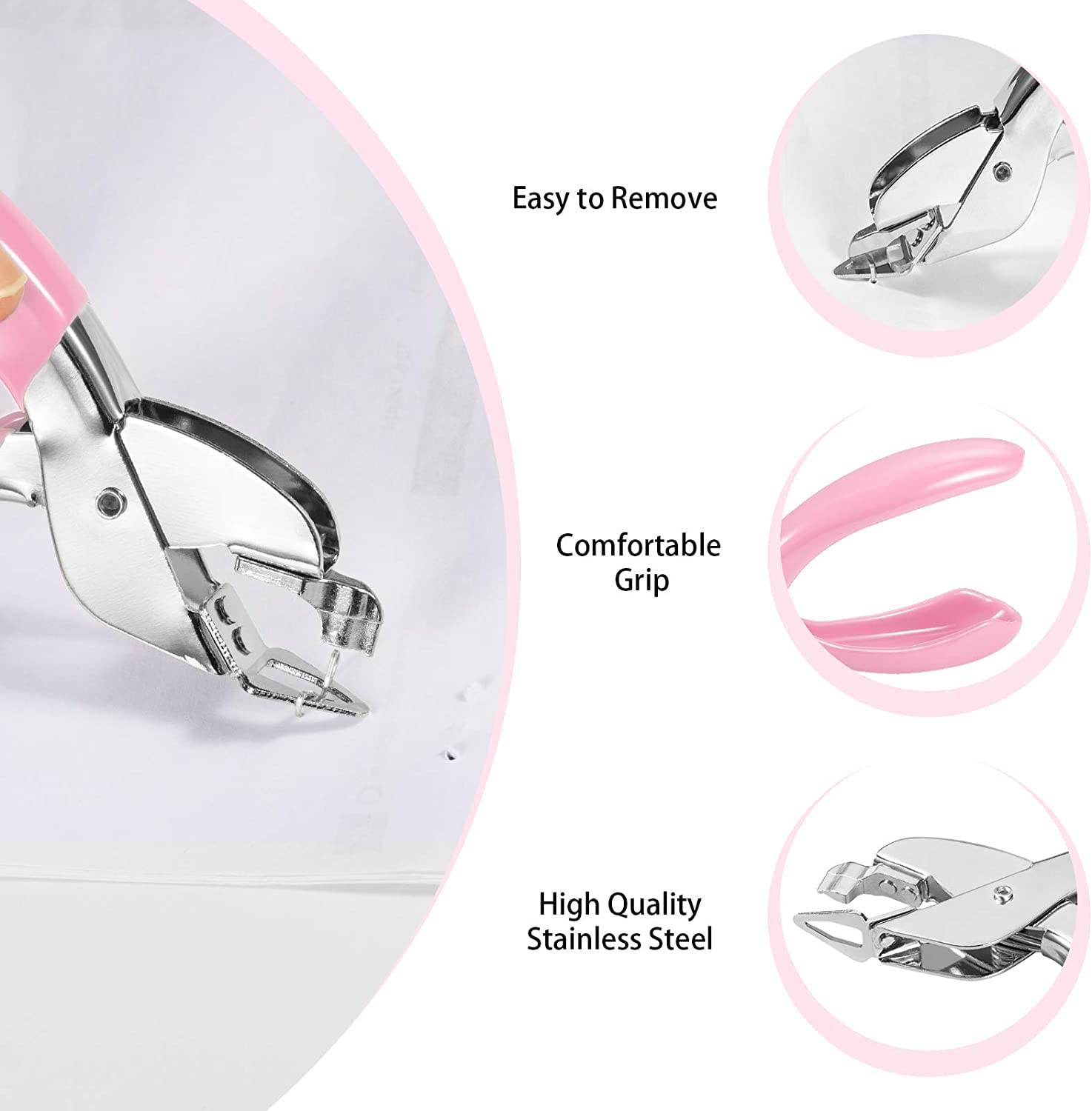 Staple Removers,Dedicated Staple Remover, Stapler Remover Tool Comfort and Energy Saving, Heavy Duty Remove Staple Tool with Non-Slip Rubber Handle for Office School Home (Pink)