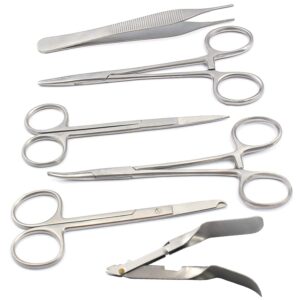 aaprotools 6 pc medical instruments kit adson forceps iris scissors webster needle holder mosquito forceps skin staple remover