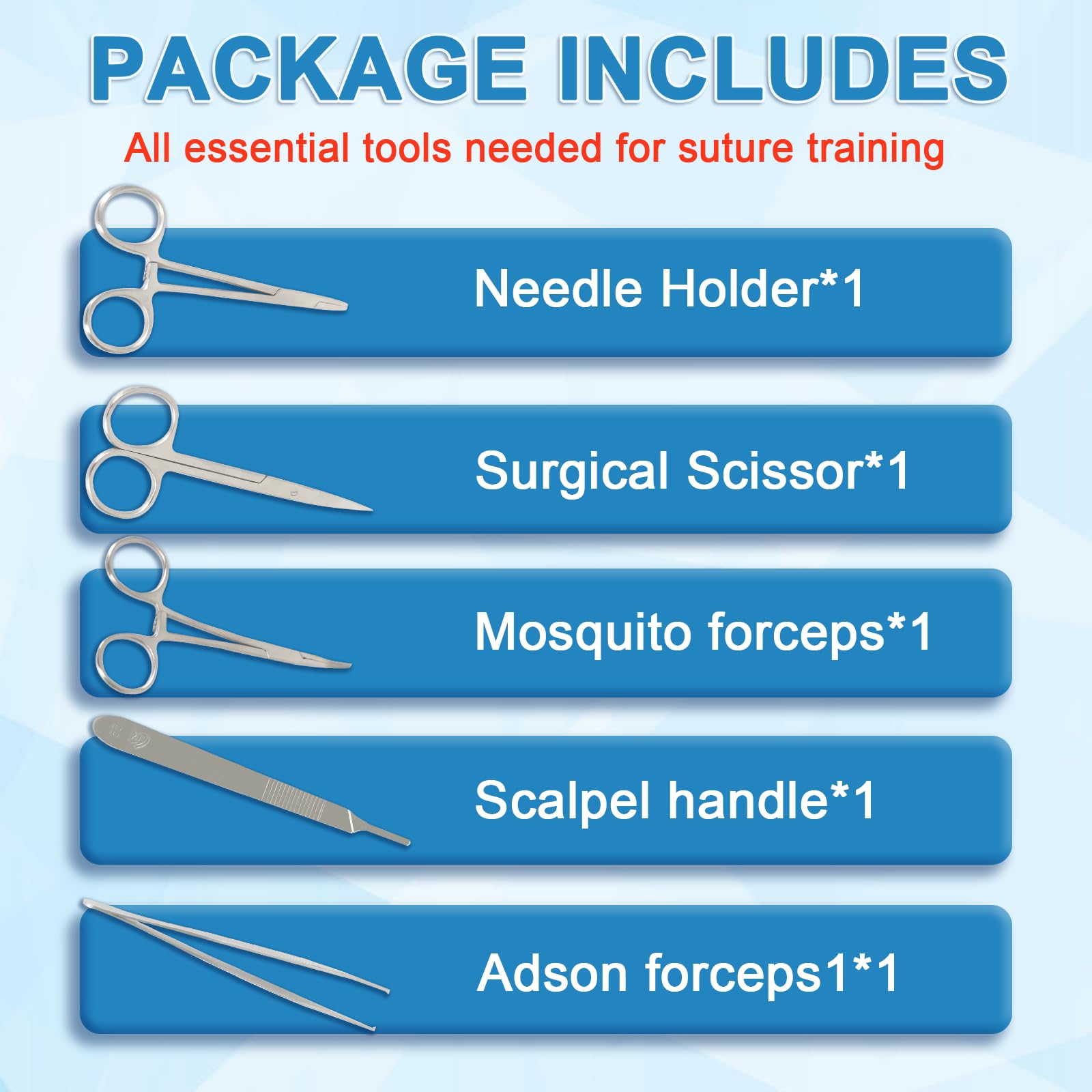 Spectabilis Suture Practice Kit for Medical Students, Silicone Pad Surgery Wounds Closure Suturing, Supplies for Vet Nursing Students Surgical Stitches Kits Only for Training.