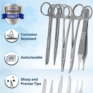 A2Z Premium Quality 5 Pieces Scissors Forceps Hemostats Needle Holders Suture Set Complete Instrument Kit for Educational Training of Medical Procedures Made of Stainless Steel