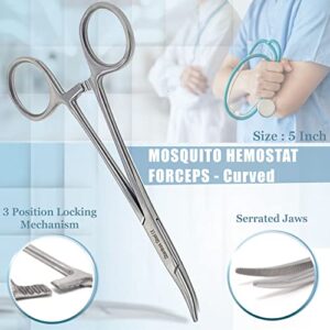 A2Z Premium Quality 5 Pieces Scissors Forceps Hemostats Needle Holders Suture Set Complete Instrument Kit for Educational Training of Medical Procedures Made of Stainless Steel