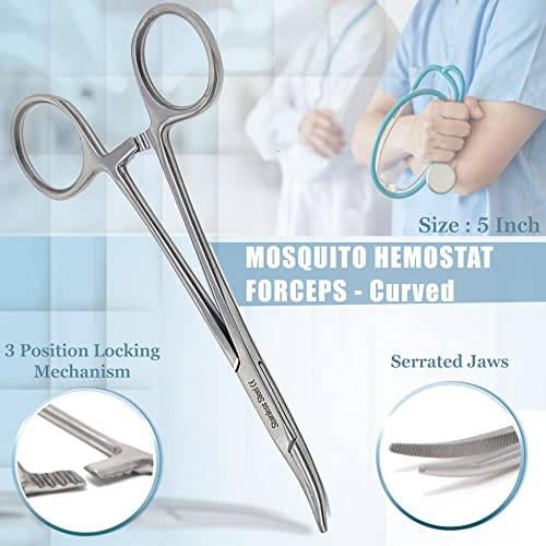 A2Z Premium Quality 5 Pieces Scissors Forceps Hemostats Needle Holders Suture Set Complete Instrument Kit for Educational Training of Medical Procedures Made of Stainless Steel