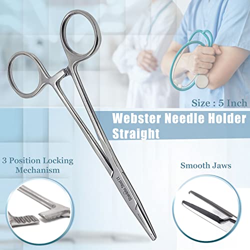 A2Z Premium Quality 5 Pieces Scissors Forceps Hemostats Needle Holders Suture Set Complete Instrument Kit for Educational Training of Medical Procedures Made of Stainless Steel