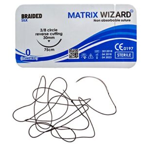 Sterile Sutures Thread with Needle Plus Tools - First Aid Field Emergency, Trauma Practice Suture Kit; Taxidermy; Medical, Nursing and Vet Students (16 Mixed 0, 2/0, 3/0, 4/0 with 12 Instruments) 28PK