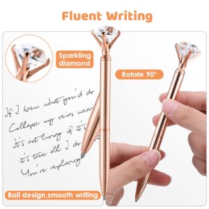 Aibocn Rose Gold Desk Accessories, Office Supplies, Acrylic Stapler, Staple Remover, Tape Holder, Pen 1000pcs Staples, Diamond Pen, Phone Scissors, Binder Clips, Ruler,Transparent Glue