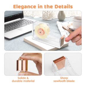 Aibocn Rose Gold Desk Accessories, Office Supplies, Acrylic Stapler, Staple Remover, Tape Holder, Pen 1000pcs Staples, Diamond Pen, Phone Scissors, Binder Clips, Ruler,Transparent Glue