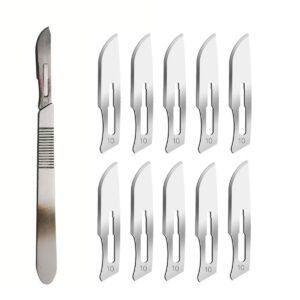 kimrdiabte 10pcs sterile scalpel blades #10 with scalpel handle suitable for dermaplaning cutting,pedicure, crafts,modelling,medical,surgical instruments,equipment