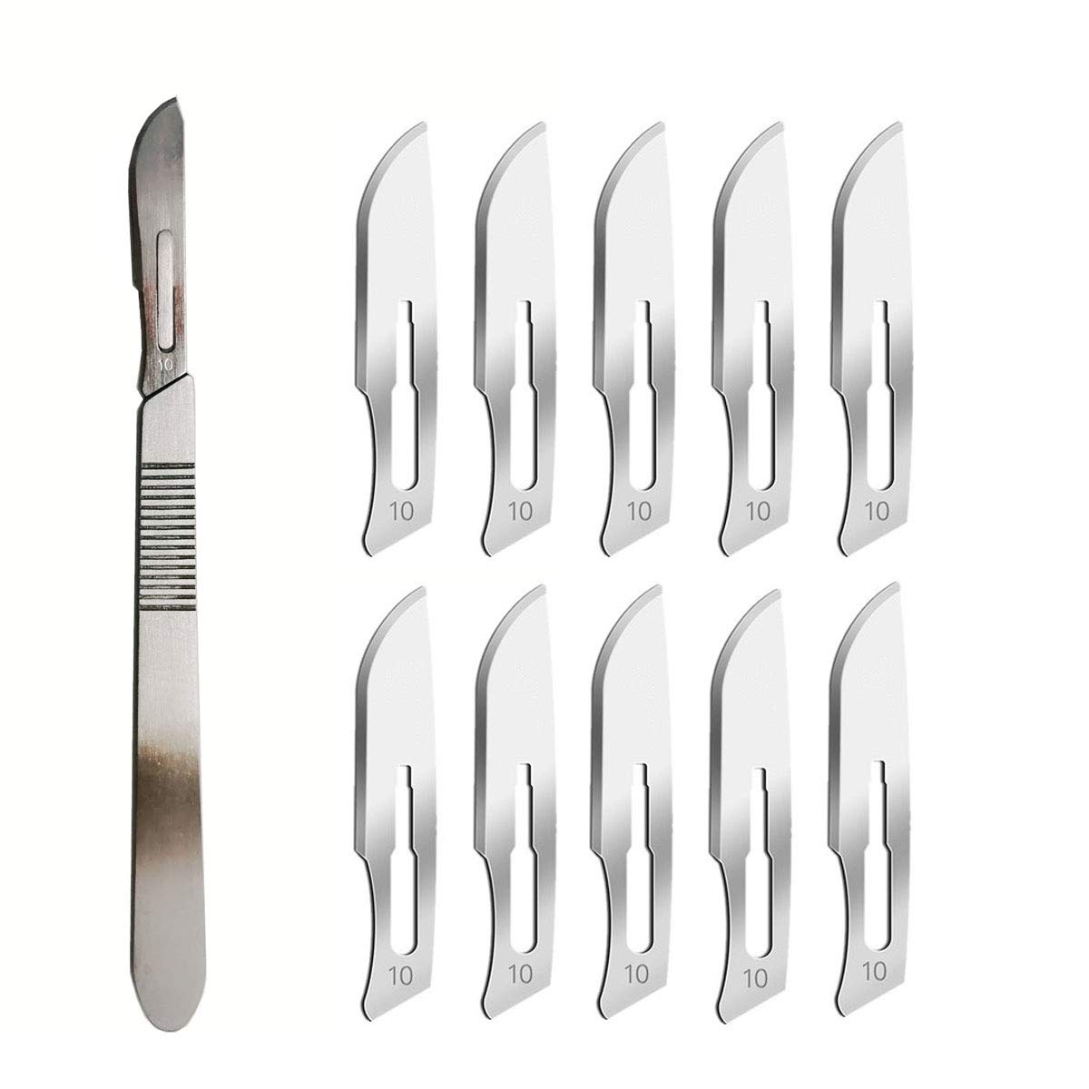 KIMRDIABTE 10Pcs STERILE Scalpel Blades #10 with Scalpel Handle Suitable for Dermaplaning Cutting,Pedicure, Crafts,Modelling,Medical,Surgical Instruments,Equipment