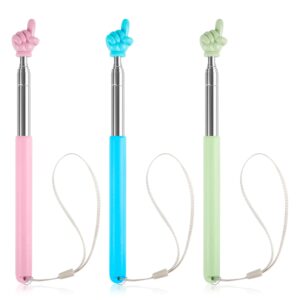 3pcs telescopic teachers pointers, extendable pointing stick retractable pointer whiteboard pointer for teacher classroom aids (pink, sky blue, light green)