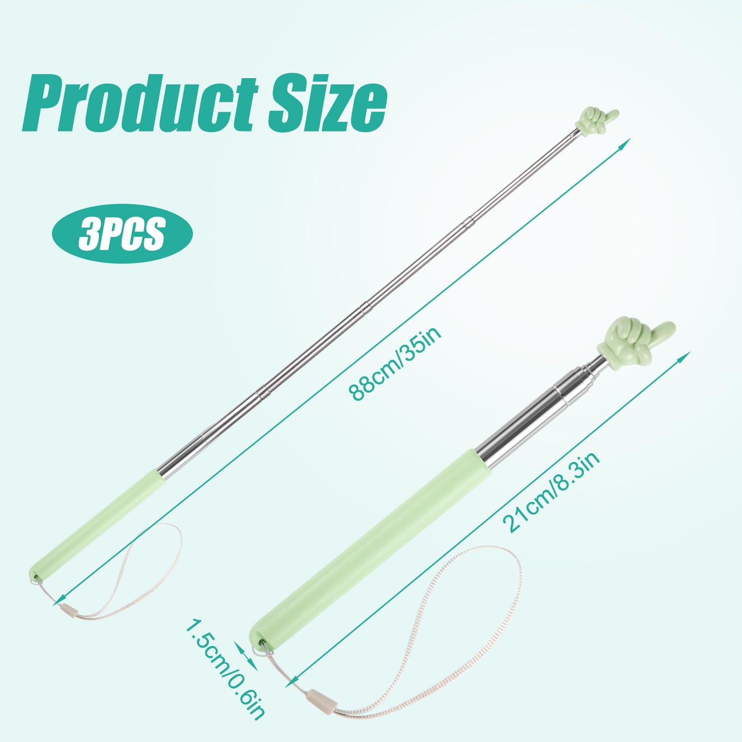 3pcs Telescopic Teachers Pointers, Extendable Pointing Stick Retractable Pointer Whiteboard Pointer for Teacher Classroom Aids (Pink, Sky Blue, Light Green)