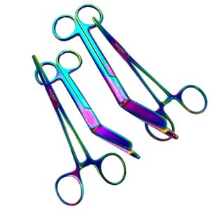 cynamed german nurses doctor lister bandage scissors 7.25" +5.5" + hemostat forceps str +cvd 5.5" multi color rainbow color stainless steel - (set of 4)