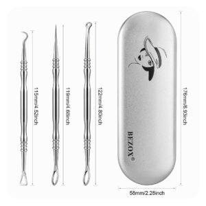 BEZOX Acne Needle Blackhead Remover Tools, Set of 3 Surgical Grade Stainless Steel Pimple Popper Facial Tools with Metal Storage Case