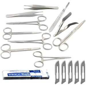 aaprotools 5 blades no 20 plus adson forceps webster needle holder hemostat mosquito forceps scalpel handle iris scissors operating scissors