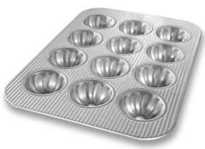 usa pan bakeware mini fluted cupcake pan, 12 well, nonstick & quick release coating, made in the usa from aluminized steel