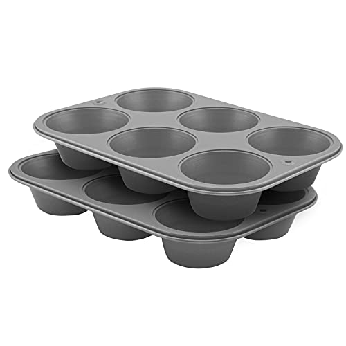 G & S Metal Products Company OvenStuff Set of Two Nonstick 6-cup Jumbo Muffin Pan, Gray, HG236-AZ