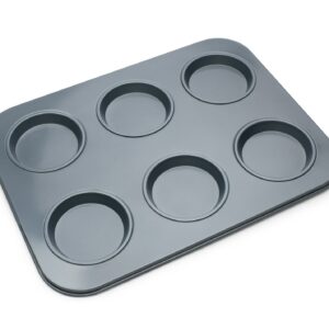 Fox Run Non-Stick Baking Pan, 6 Cup Large Muffin Top, Metallic