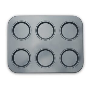 Fox Run Non-Stick Baking Pan, 6 Cup Large Muffin Top, Metallic