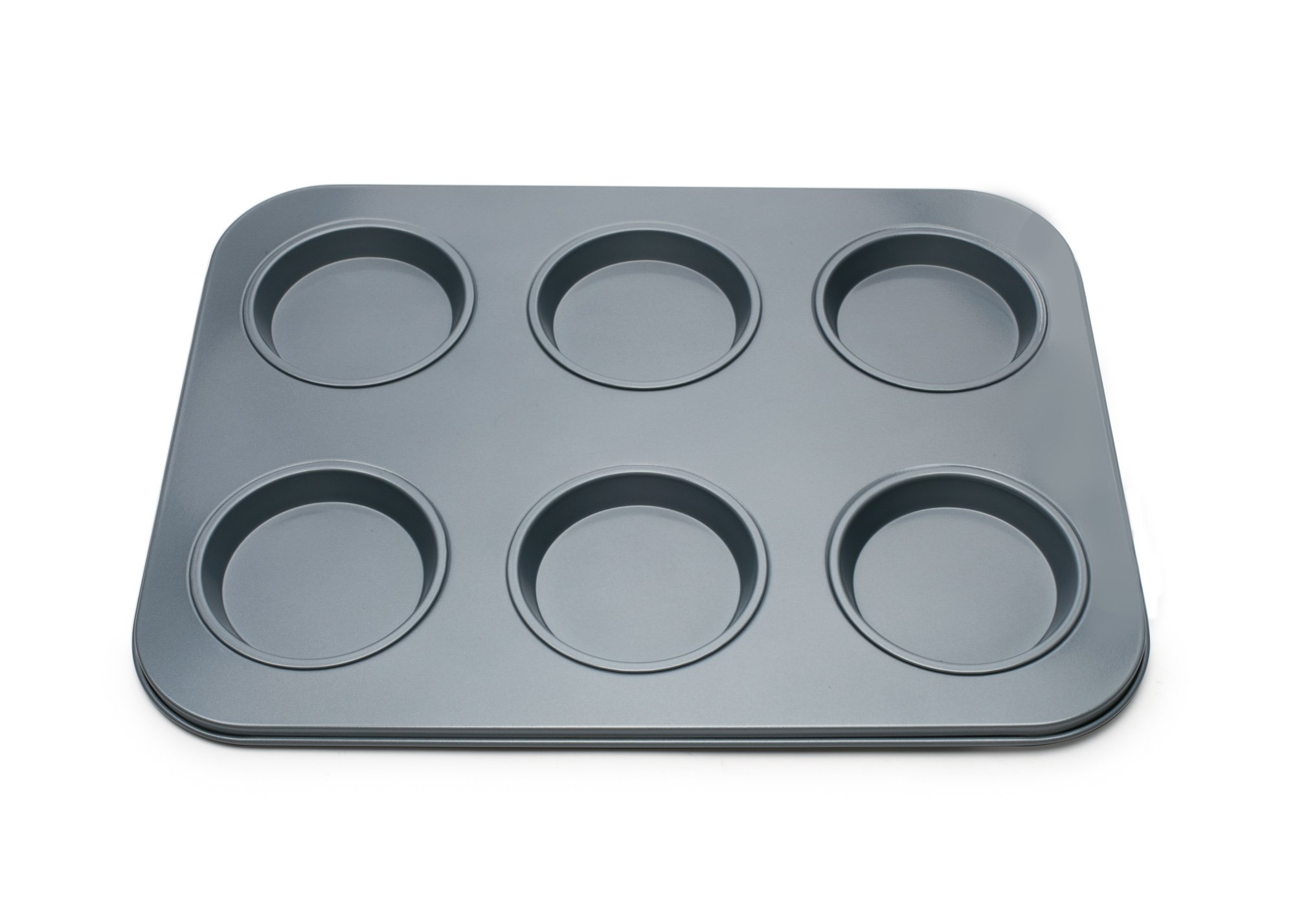 Fox Run Non-Stick Baking Pan, 6 Cup Large Muffin Top, Metallic