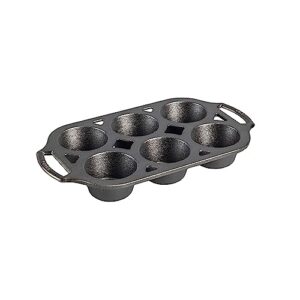 lodge seasoned cast iron muffin pan, 6 impressions , 12.69", black