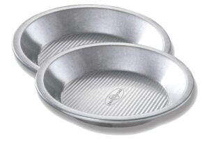 usa pan bakeware aluminized steel commercial pie pan, set of 2, silver