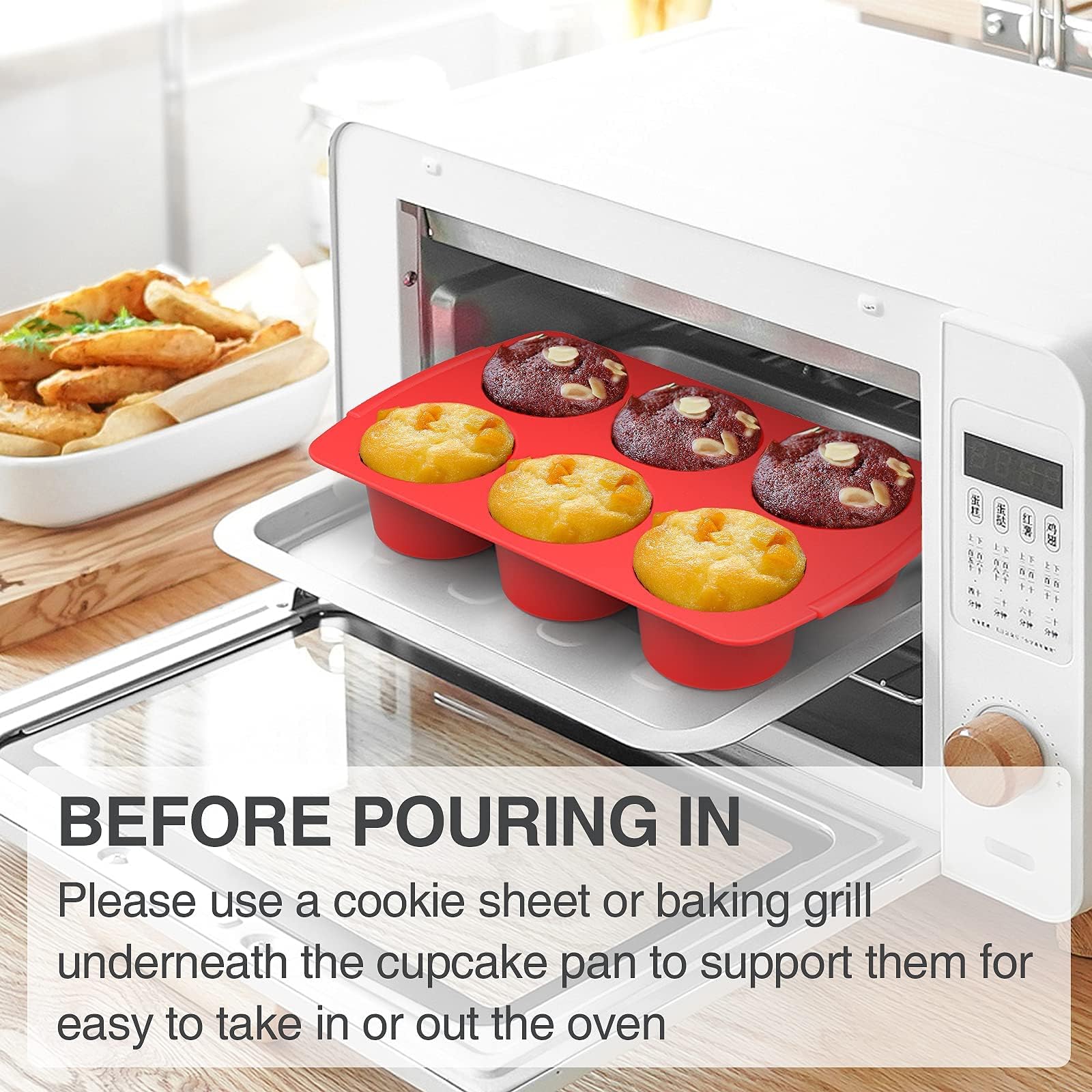 Aokinle Silicone Texas Muffin Pan, European LFGB Cupcake Jumbo Pan 6 Cups, Non-Stick Deep Big Cupcake Baking Pan, Perfect for Egg Muffin, Big Cupcake, BPA Free and High Temperature Resistance,Set of 2