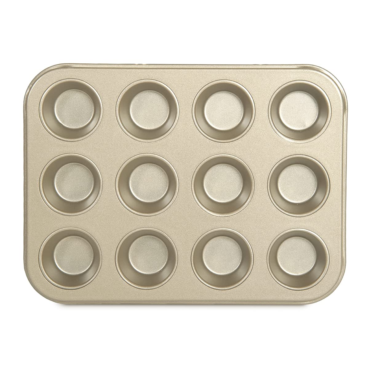 Glad Muffin Pan Nonstick-Heavy Duty Metal Cupcake Tin with Small Baking, Mini 12-Cup, Gold