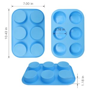 homEdge 6-Cup Silicone Muffin Pan, Pack of 2 Non-Stick Muffin Cupcake Molds-Blue and Red