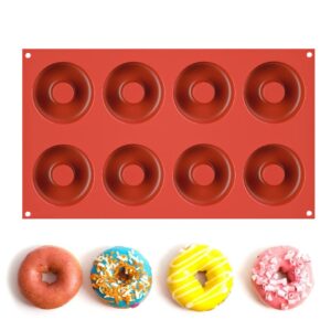 donut mold silicone for baking donut pan non-stick large molds 8 cavity doughnut baking tray bpa free and dishwasher safe, non-stick silicone baking pan for making muffin cakes, tart, bread