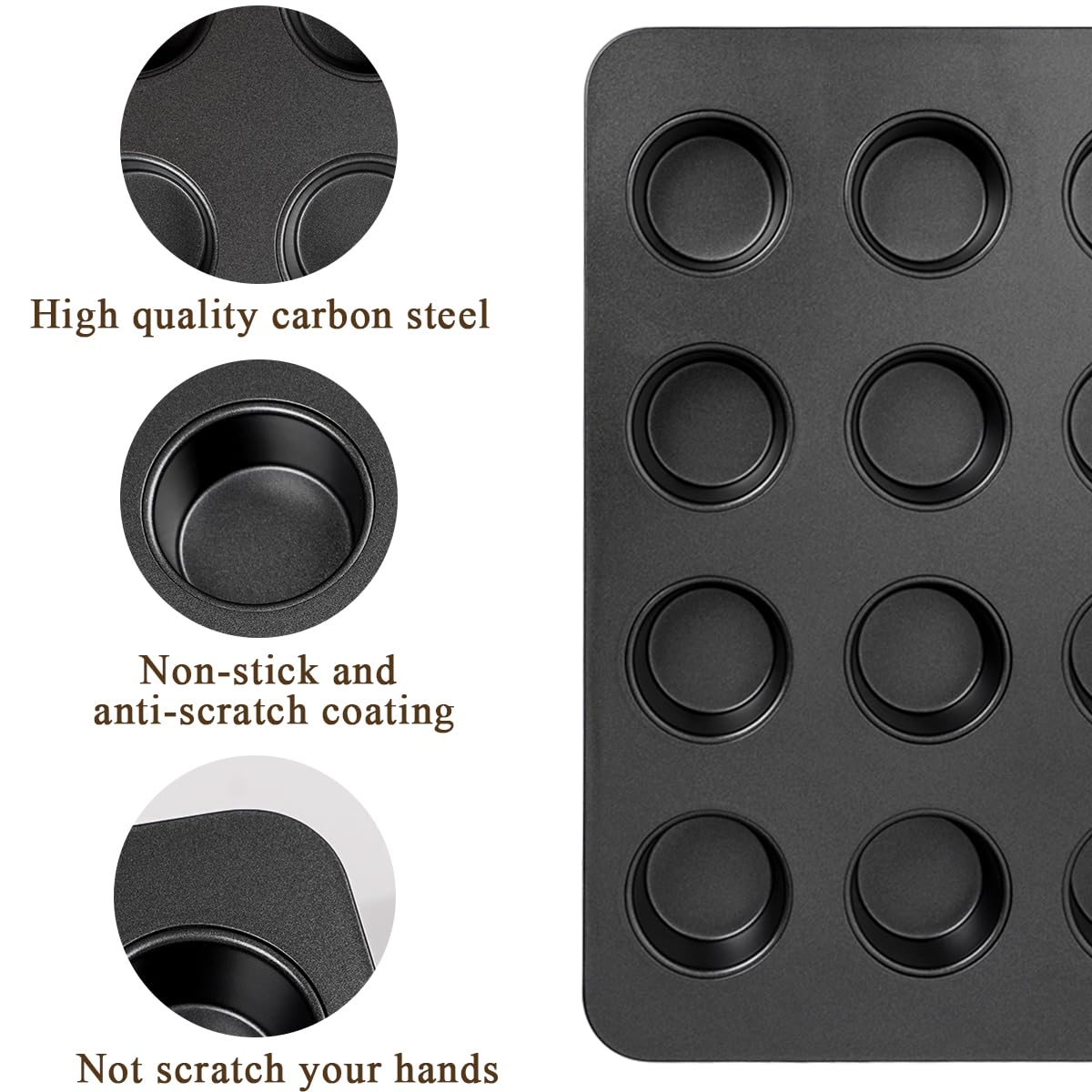 Elesinsoz 12 Cup Mini Small Muffin Cupcake Pan for Toaster Oven Air Fryer Nonstick Tiny Cake Quiche Cheesecake Tart Baking Tin Tray Bakeware Mold