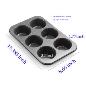 Monfish large muffin pan Jumbo Cupcake tin grey stone finish non sticking 3.5x1.75 inch cup