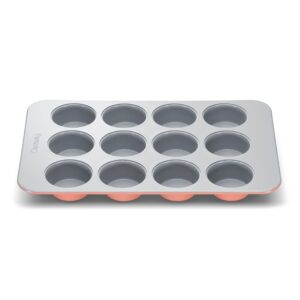 caraway non-stick ceramic 12-cup muffin pan - naturally slick ceramic coating - non-toxic, ptfe & pfoa free - perfect for cupcakes, muffins, and more - perracotta