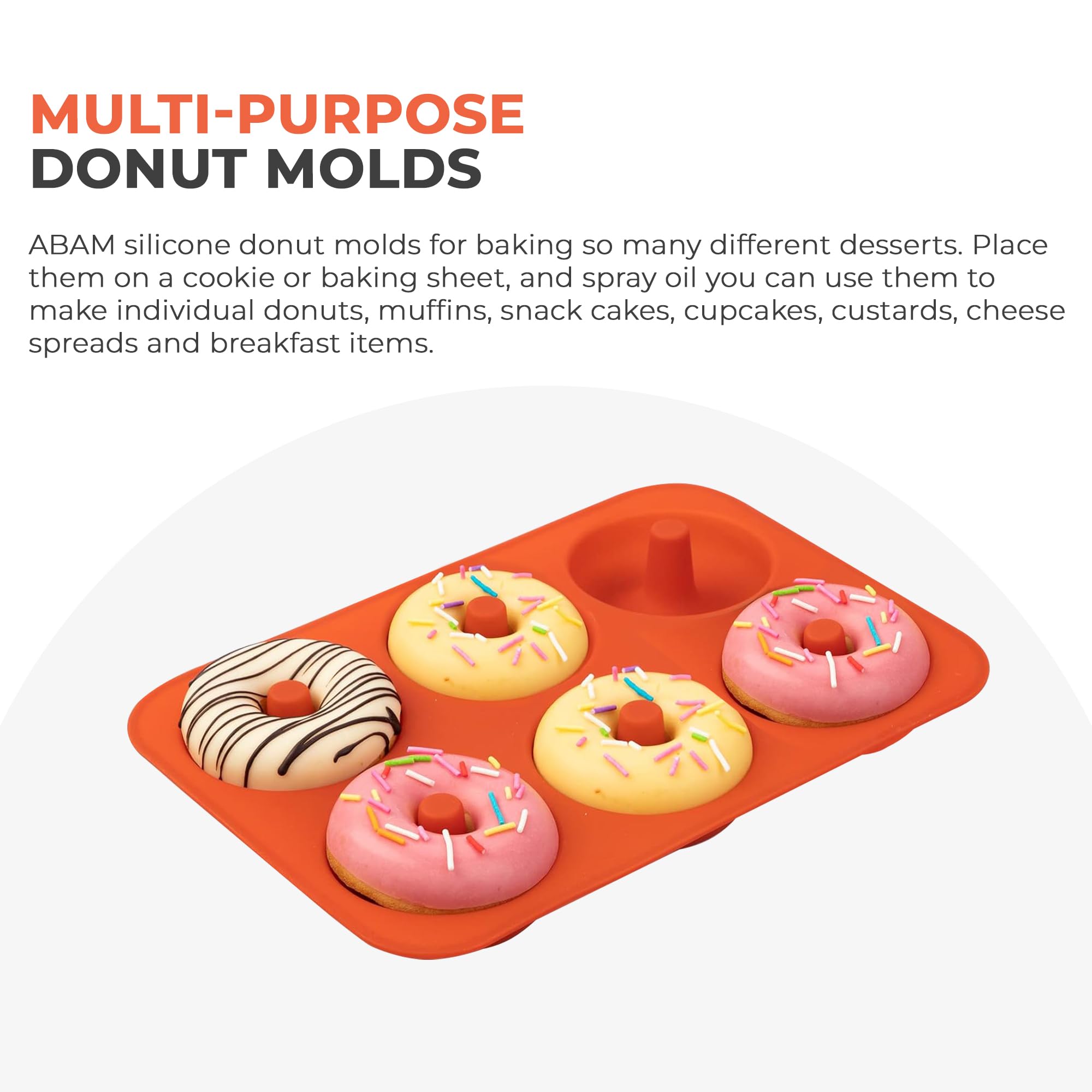 ABAM Premium Silicone Donut Pan 3-Pack of Non-Stick Food Grade Silicone baking mold with 6 donut molds of Bagel Making Tray perfect for Microwave, Freezer & Dishwasher safe.