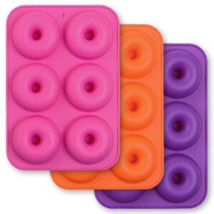 cozihom 6-cavity silicone donut mold, silicone bagel mold, non-stick donut mold, food grade silicone, bpa free, 3 pcs