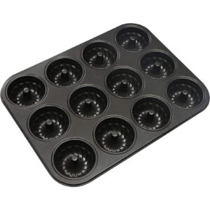 webake mini fluted tube cake pan, non-stick 2.8 inch cake baking pan, heavy gauge carbon steel (12-cavity)