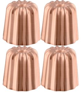 mauviel m'passion 4-piece copper tinned canele mold set, 1.8-in, made in france