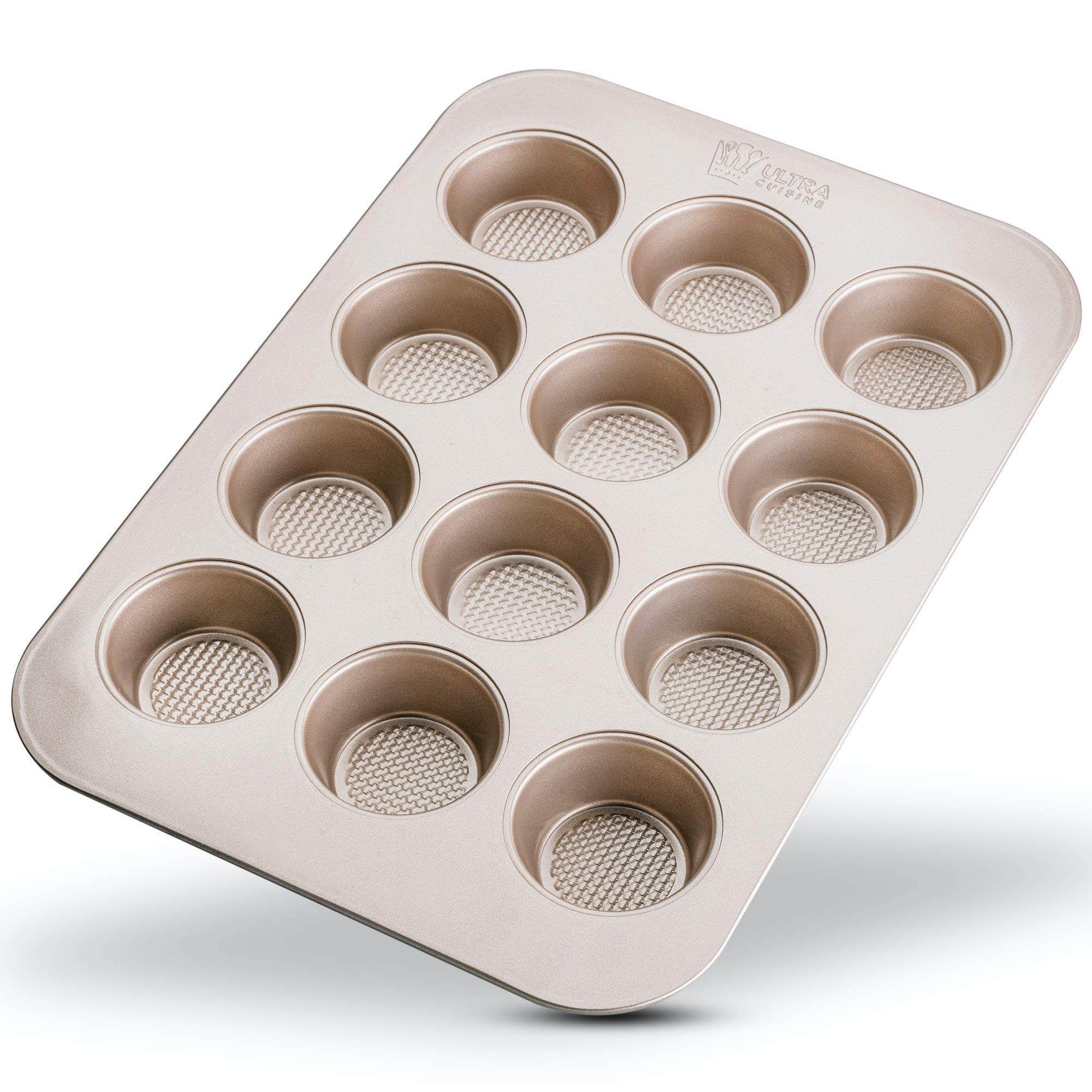 Ultra Cuisine 12-Cup Muffin Pan - Cupcake Tins 12 - Nonstick For Easy Release - Durable And Warp-Resistant - Superior Baking Performance - Muffin Pan No Rust - Aesthetic Baking Experience - Muffin Tin