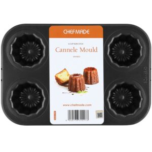 chefmade canele cake pan, nonstick 6 cavity canele muffin bakeware