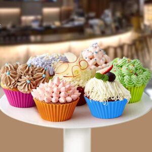 36 Pcs Silicone Cupcake Baking Cups, AIFUDA Reusable Mini Cake Cups Liners Mold Nonstick Muffin Donut Pan, 9 Shapes