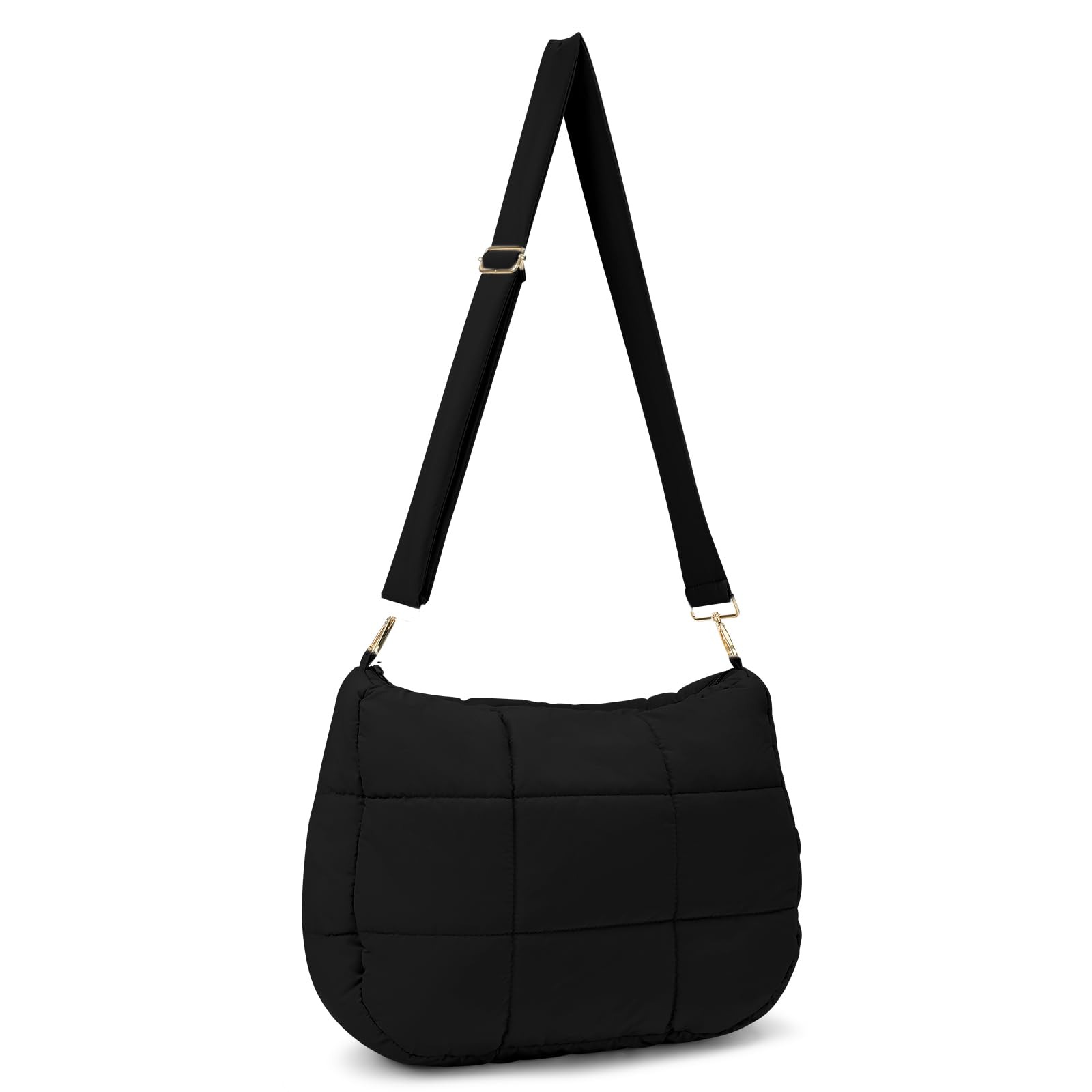 NAARIIAN Quilted Tote Bags for Women Lightweight hobo crossbody shoulder bag Padded Down Cotton Large handbag(Black L)