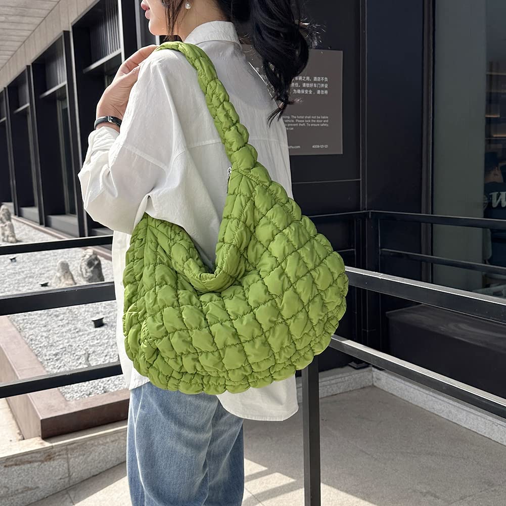 Quilted Tote Bag for Women Puffer Bag Quilted Bag Lightweight Puffy Tote Bag Quilted Padding Shoulder Bag Padded Hobo Crossbody Bag Zip Closure