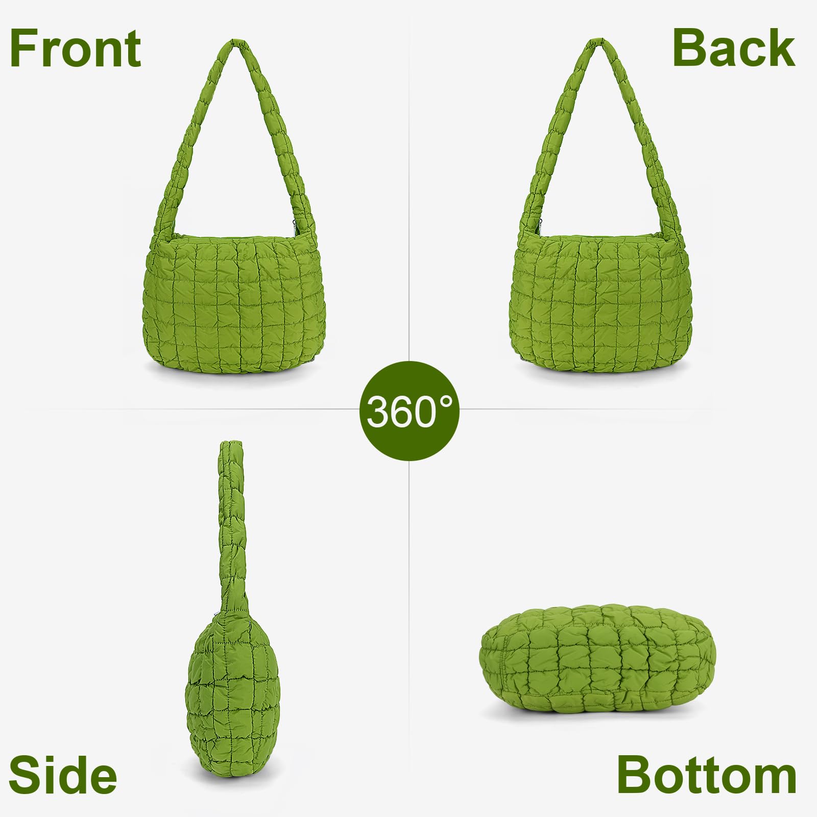 Quilted Tote Bag for Women Puffer Bag Quilted Bag Lightweight Puffy Tote Bag Quilted Padding Shoulder Bag Padded Hobo Crossbody Bag Zip Closure