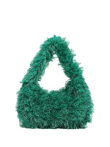 verdusa women's faux fur fuzzy hobo bag furry handbag purse green one-size