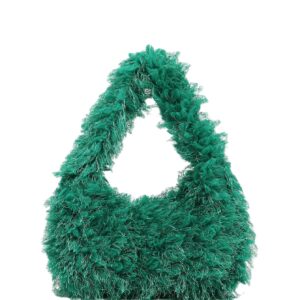 Verdusa Women's Faux Fur Fuzzy Hobo Bag Furry Handbag Purse Green one-size