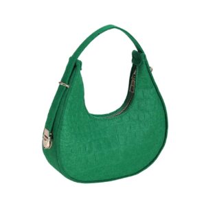 Verdusa Women's Crocodile Embossed Felt Faux Leather Shoulder Hobo Bag Green One Size