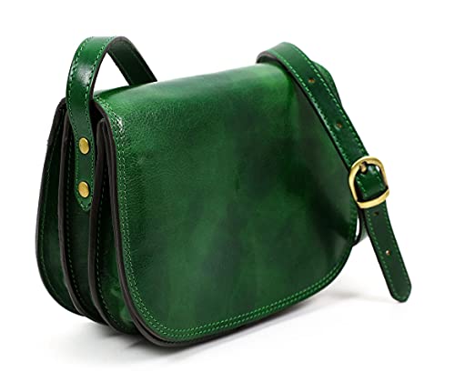 Time Resistance Leather Cross Body Bag for Women Shoulder Bag Messenger Purse (Green) - Gift Box Included