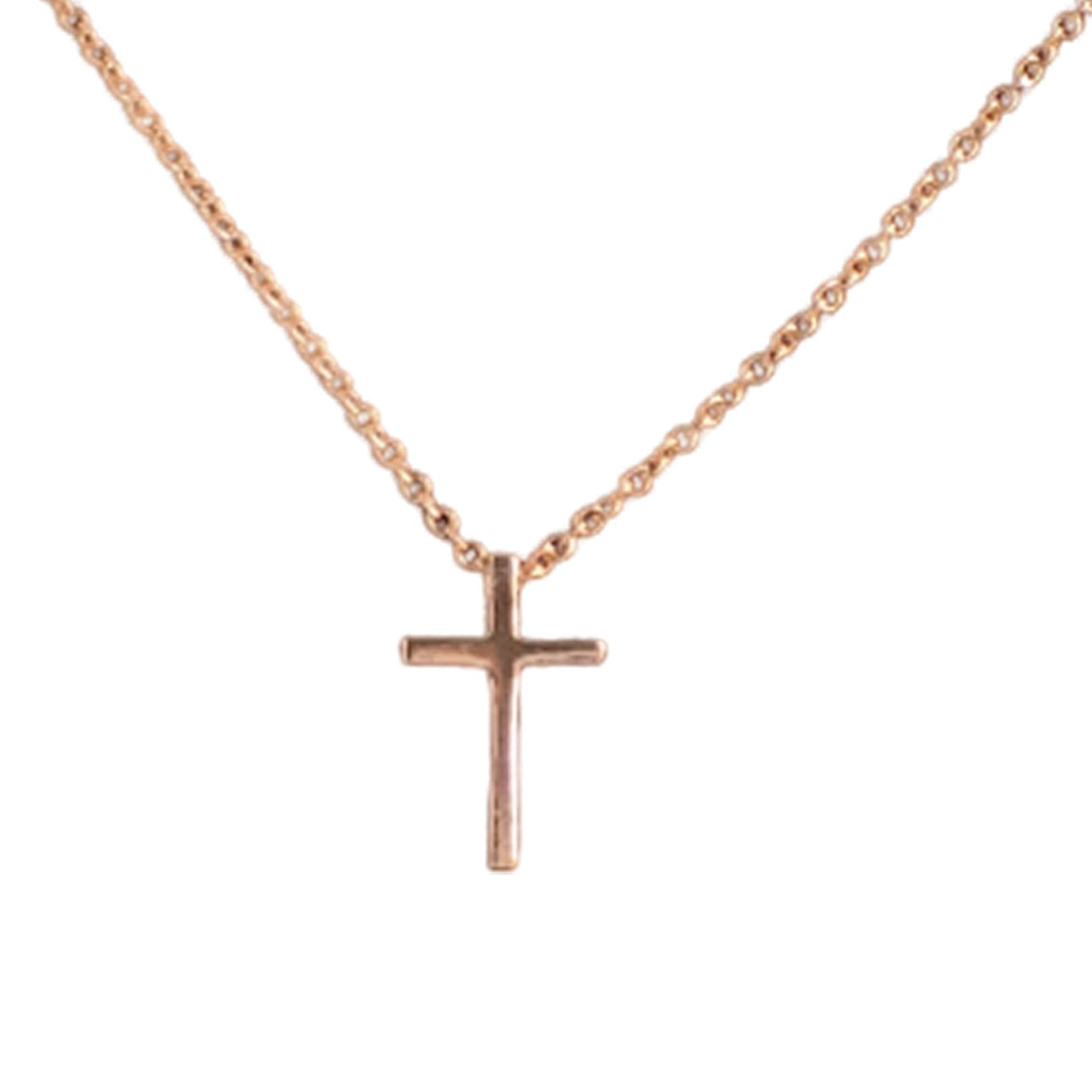 Rose Gold Tiny Cross Necklace, Dainty Cross Necklace, Small Cross Pendant Austin Down to Earth (Adj 16-18 inches)